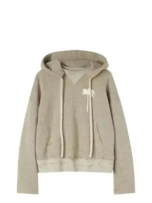 Palm Angels Painted Raw Cut Hoodie - Grey