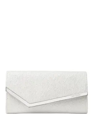 JIMMY CHOO Jimmy Choo Emmie Glitter Clutch Bag Ivory/silver