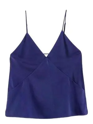 FORTE_FORTE V-neck Spaghetti Strap Top - Blue
