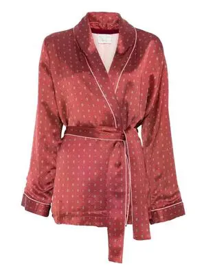 FORTE_FORTE Belted Shawl Lapel Jacket - Red
