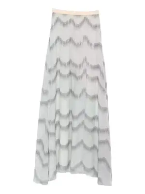 FORTE_FORTE Chevron Patterned Silk-blend Full Length Skirt - Grey