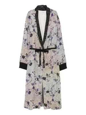FORTE_FORTE Belted Floral Print Coat - Neutrals