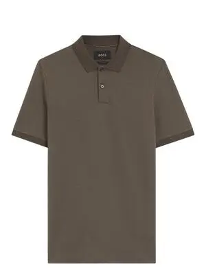 BOSS Regular-fit Polo Shirt In Cotton-silk Jacquard - Brown