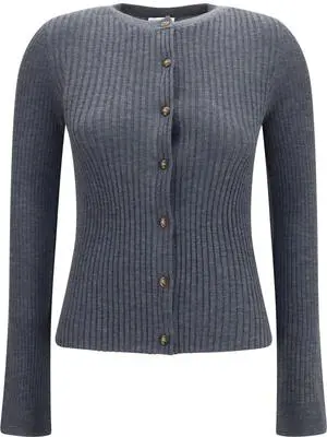 Burberry Ribbed Cashmere Cardigan - Grey