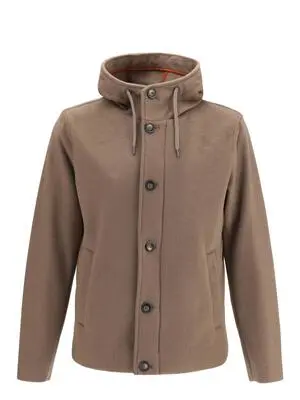 Herno Hooded Button-front Jacket - Brown