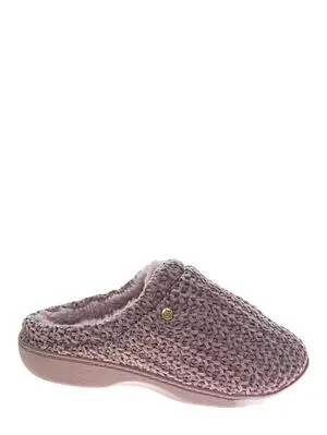 Badgley Mischka Embellished Knit Clog Slippers - Pink