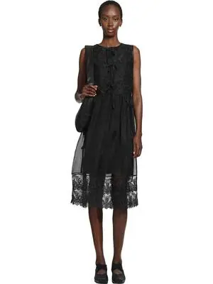 RENLI SU RENLI SU Black Silk Lace Sheer Mini Dress