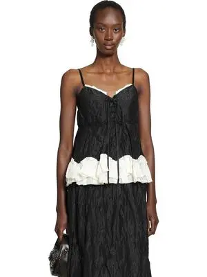 RENLI SU RENLI SU Peplum Top With Lace-Up Front And Layered Hem