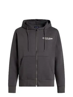 JACK & JONES JACK & JONES Cotton Blend Zip-Up Hoodie With Logo Print