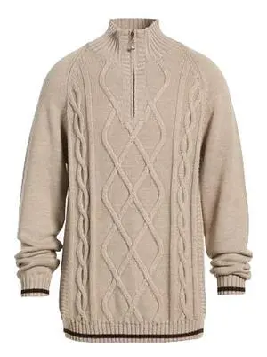 Alpha Studio Taupe Wool Turtleneck Sweater - Grey