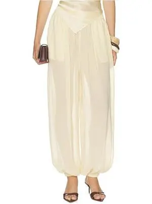 NONCHALANT LABEL Alba Pant Wide Leg Chiffon Trousers - Wheat