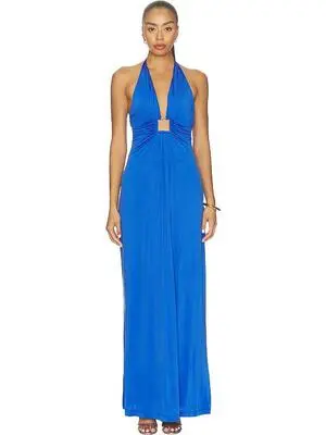 ROAME. Roame Sawyer Cupro Halter Maxi Dress - Lapis
