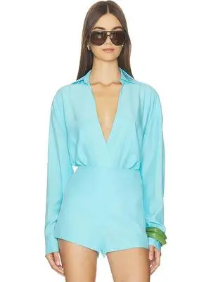 NONCHALANT LABEL Valen Silk Bodysuit - Blue