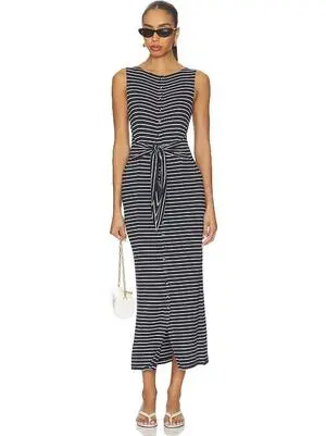 Rag & Bone Knit Button Tie Stripe Dress - Navy