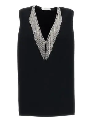 Sportmax Sleeveless Top With Rhinestone Embellishments - Nero