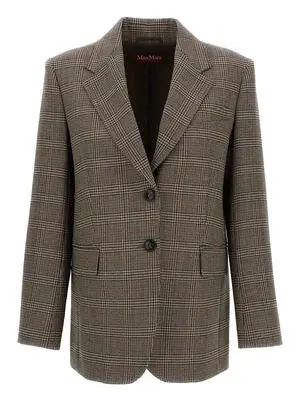 Max Mara Max Mara Studio Wool Single-Breasted Blazer Multicolore