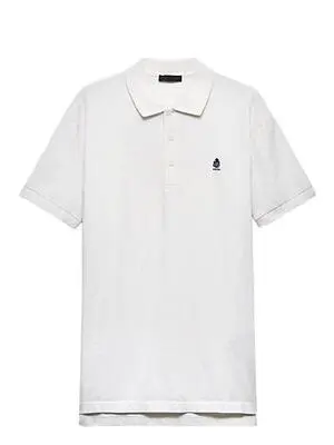 Prada Logo-embroidered Slim-fit Cotton Polo Shirt - Neutral
