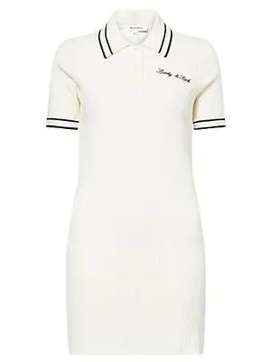 SPORTY & RICH Woven Mini Cable Dress - Ecru/navy