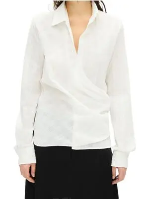 ANN DEMEULEMEESTER Alba Asymmetric Wrap Shirt - Natural White