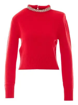 Pinko Embellished Neck Jumper - Red