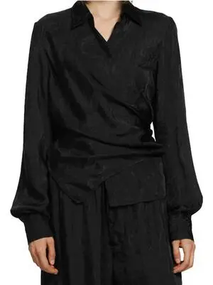 ANN DEMEULEMEESTER Long Sleeve Wrap Shirt - Black