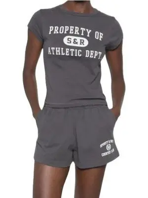 SPORTY  RICH Sporty & Rich Crew Neck Printed T-shirt - Grey