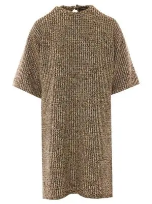 Fabiana Filippi Textured Knitted Mini Dress - Brown