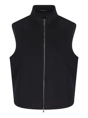 Tagliatore High Neck Zip-up Vest - Black