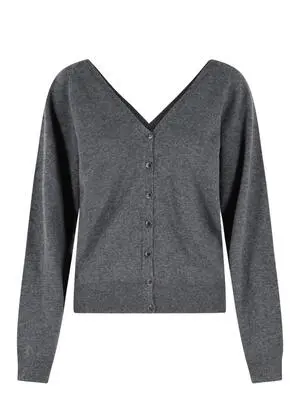LISA YANG Long-sleeved V-neck Cardigan - Grey
