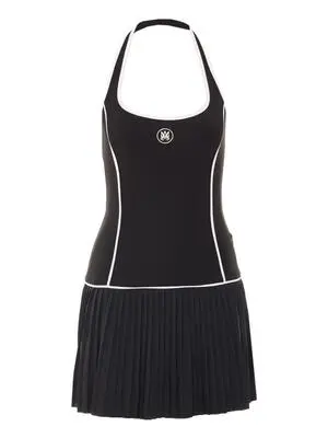 Amiri Halter Neck Sleeveless Top With Pleated Hem - Black