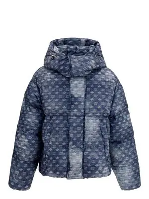 Dsquared2 Monogram Quilted Hooded Jacket - Blue