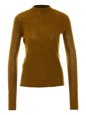 Pinko Ribbed Fine Knit Crew Neck Sweater - Brown