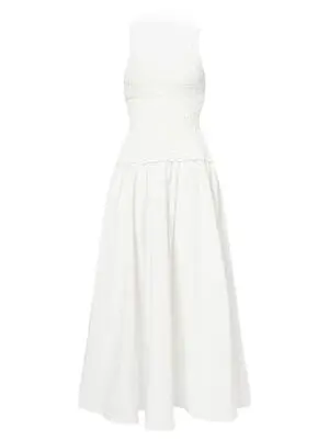 Dissh Izaiah Crinkle Cotton Midi Dress - White