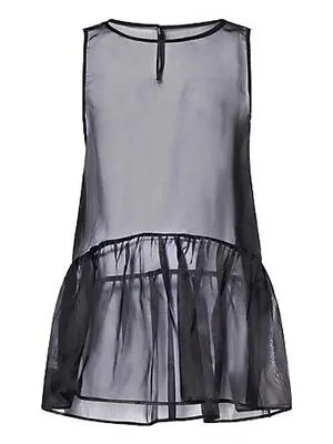 Dissh Sheer Silk Peplum Top - Black