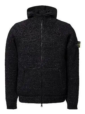 Stone Island Reversible Full-zip Cotton-nylon Knit Jumper - Black