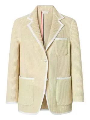 Thom Browne Raffia-effect Stripe Detail Blazer - Neutrals