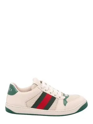 Gucci Screener" Two-tone Gg Fabric And Leather Sneakers - Multicolor