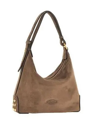 TOD'S Suede Hobo Bag With Metal Dots - Multicolor