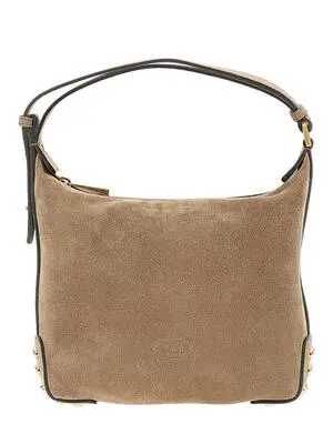 TOD'S Suede Hobo Bag With Metal Dots - Multicolor