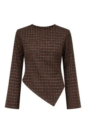 MIND TRAVELER Alia Long Sleeve Asymmetrical Top - Brown