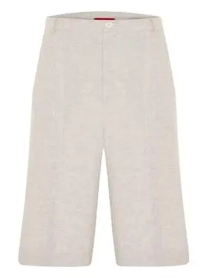 PCFG Daydreamers Linen-look Stitch Detail Shorts - Beige