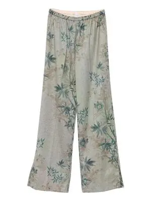 FORTE_FORTE Floral Print Herringbone Trousers - Neutrals
