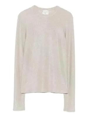 FORTE_FORTE Glitter-effect Long Sleeve T-shirt - Silver