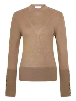 Rabanne Rabanne Button-Cuff Long-Sleeve T-Shirt Brown