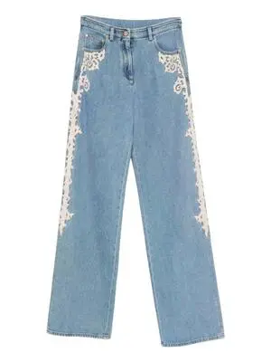 FORTE_FORTE Lace-appliqué Jeans - Blue