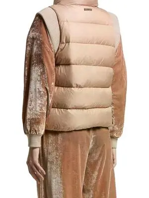 Peserico Quilted Ribbed-trim Gilet - Neutrals