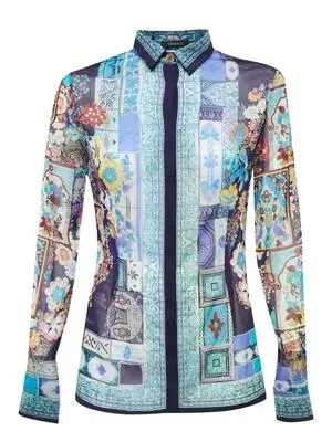 Versace Printed Long-sleeve Shirt - Blue