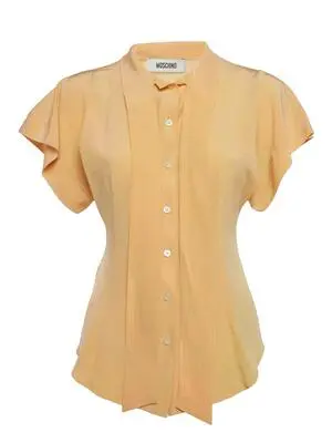 Moschino Silk Crepe Blouse With Flared Sleeves - Orange