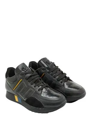Versace Odissea Leather Sneakers - Black