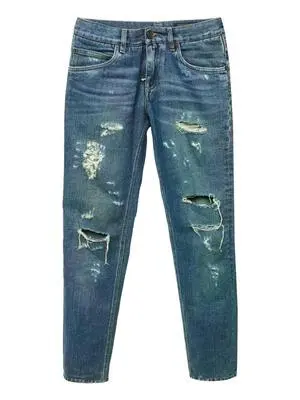 Dolce & Gabbana Distressed Slim-fit Jeans - Blue